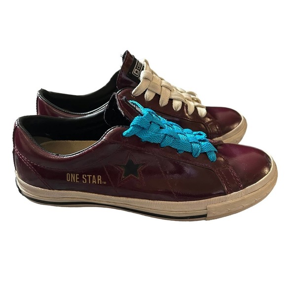 Converse | Shoes | Converse One Star Maroon Patent Leather Sneakers ...